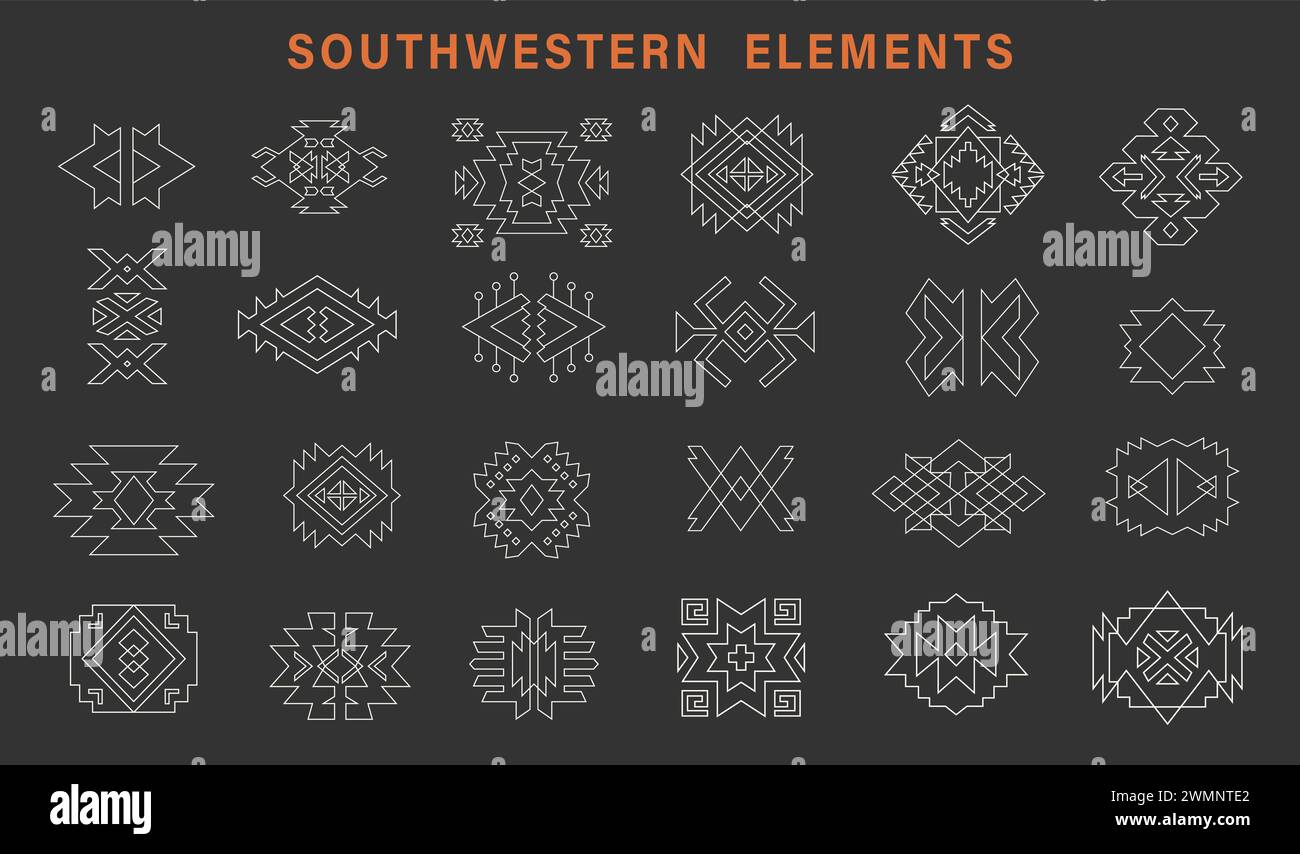 Aztec Navajo Tribal Shapes Set Southwestern Symbol Stock Vector Image ...
