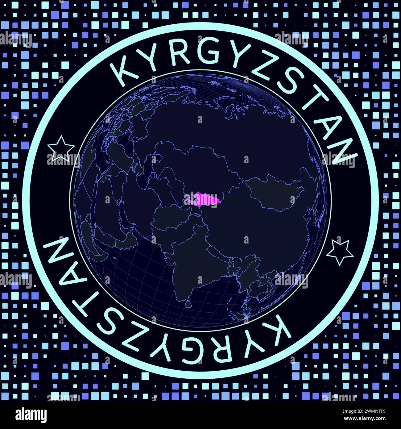 Kyrgyzstan on globe vector. Futuristic satellite view of the world ...