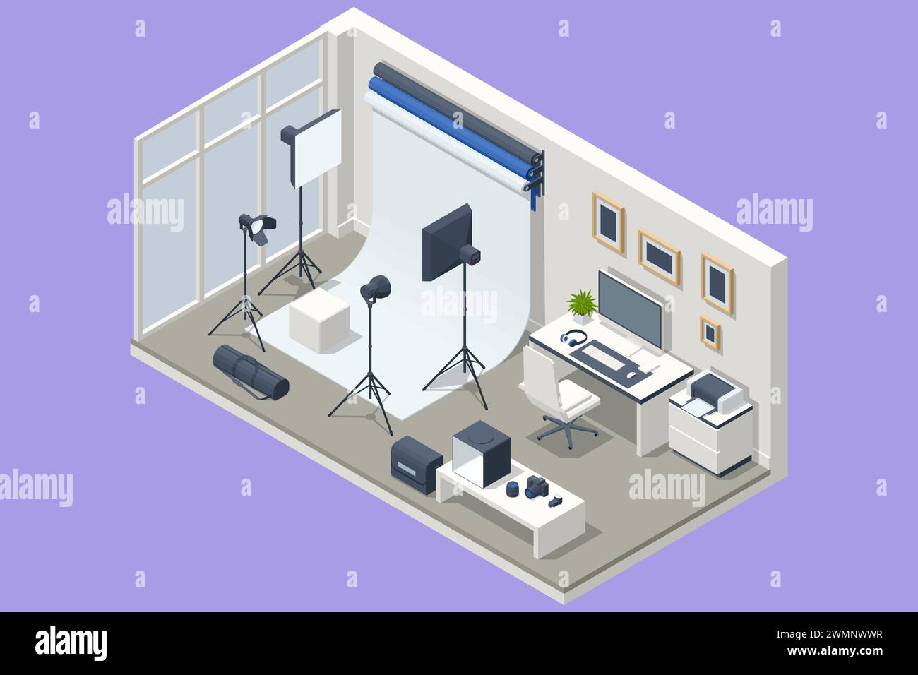 Isometric Modern photo studio with professional equipment. digital ...
