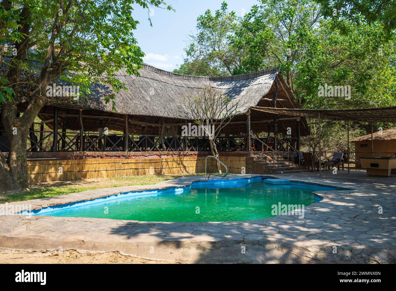 Main building and swimming pool at Zikomo Safari Camp in Nsefu Sector ...
