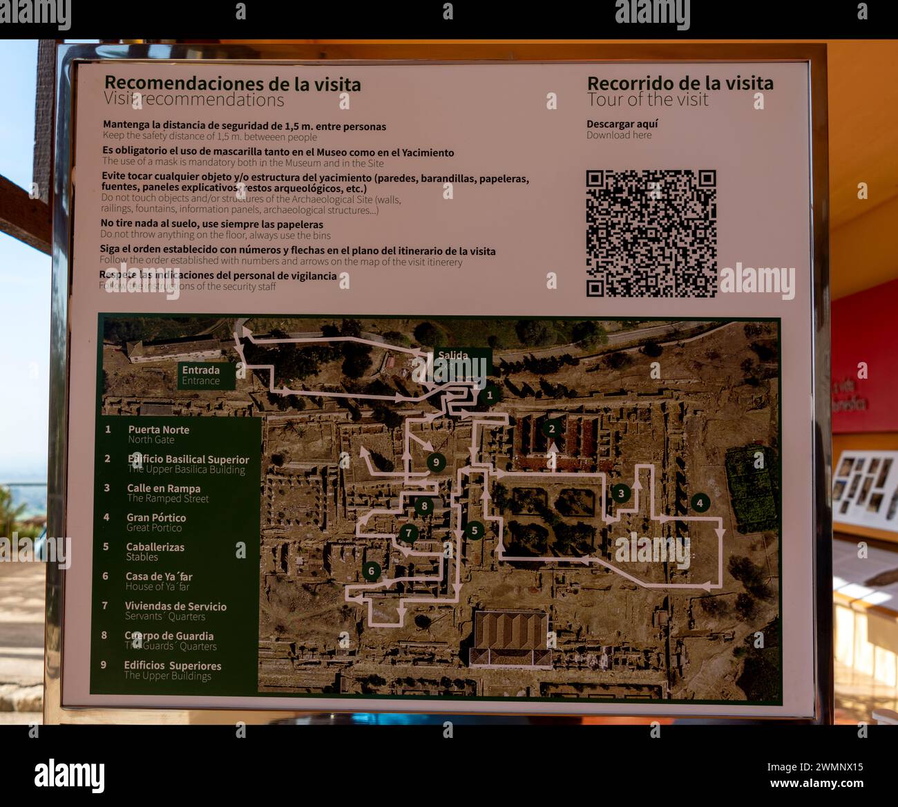 A visitor’s wall guide map of the Madinat al-Zahra or Medina Azahara ...