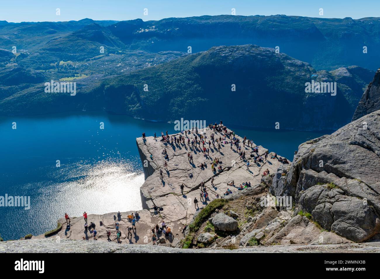 Preikestolen or Prekestolen, is a famous tourist attraction in Norway ...