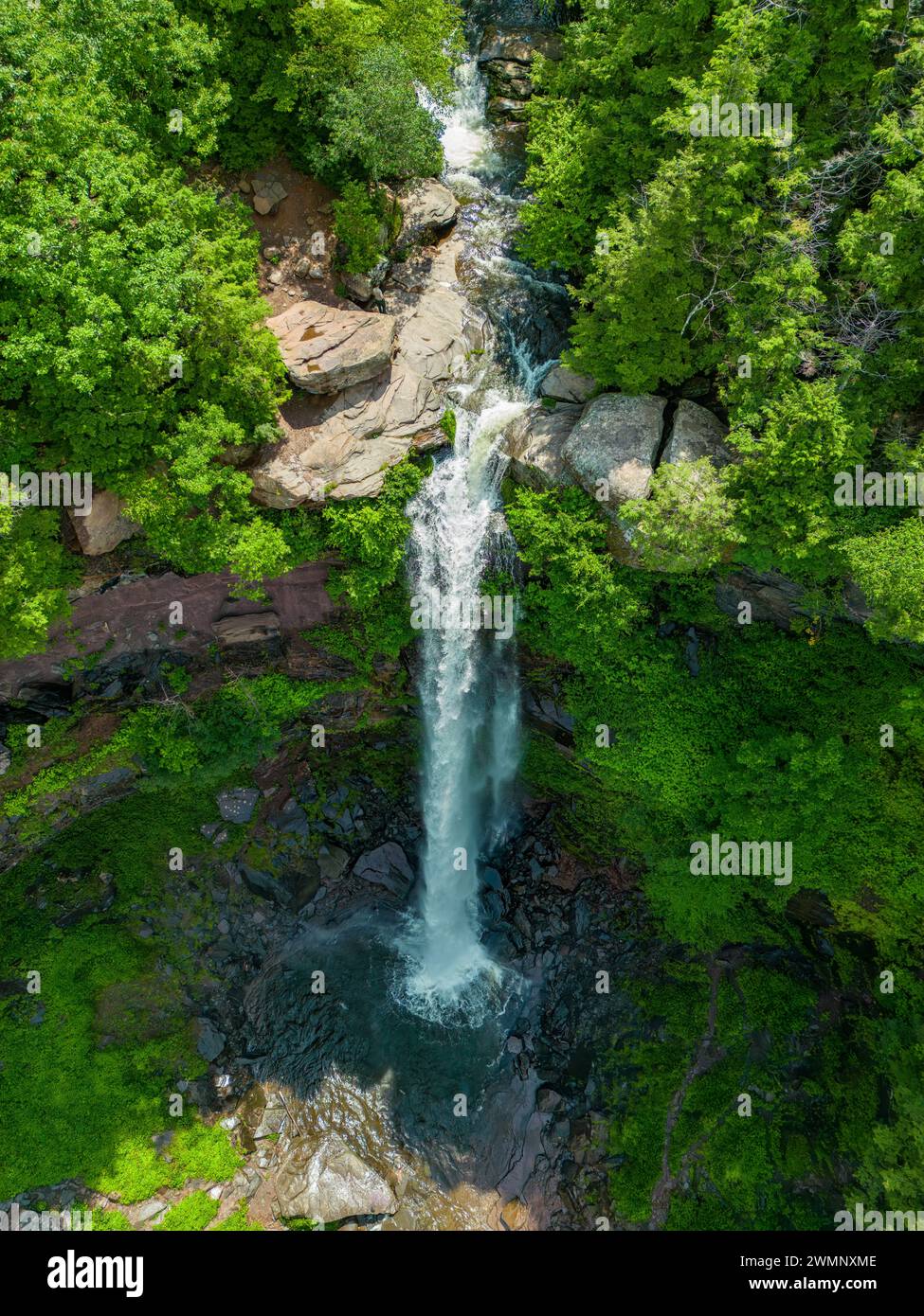 Elevated view drone photography of Kaaterskill Falls a two-stage ...