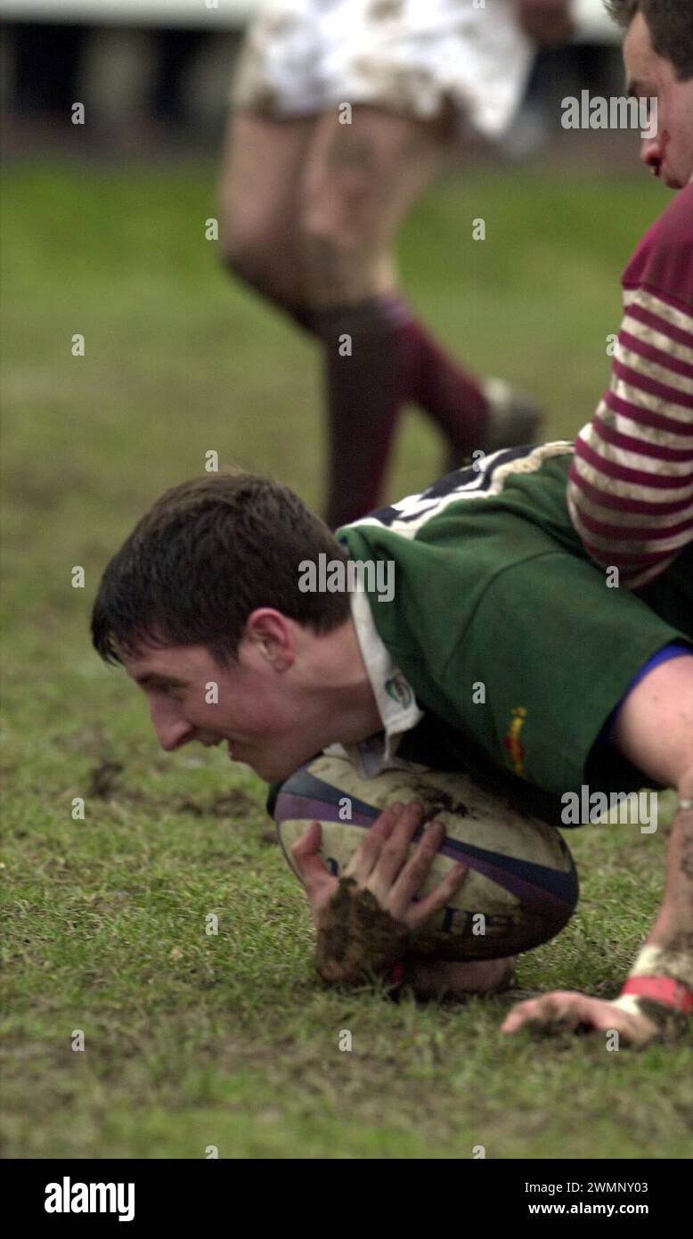 HAWICK V GALA, 10/3/01. Hawick full back Gavin Douglas scores his first ...