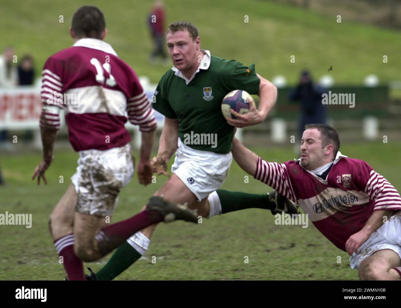 HAWICK V GALA, 10/3/01. Hawicks Keith Davidson on the break Stock Photo ...