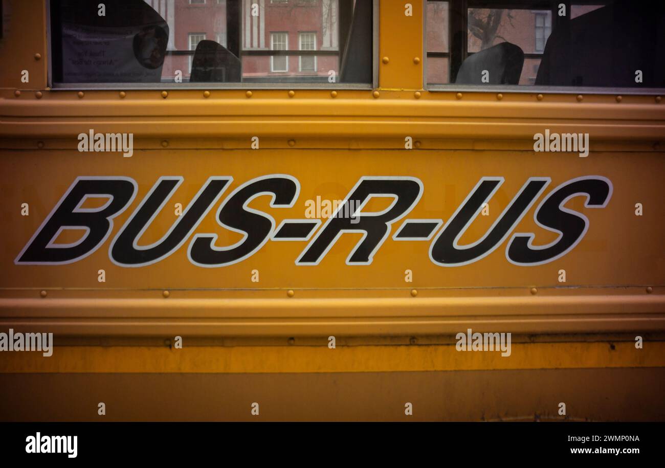 “Bus-R-Us” school bus in Chelsea in New York on Thursday, February 22 ...
