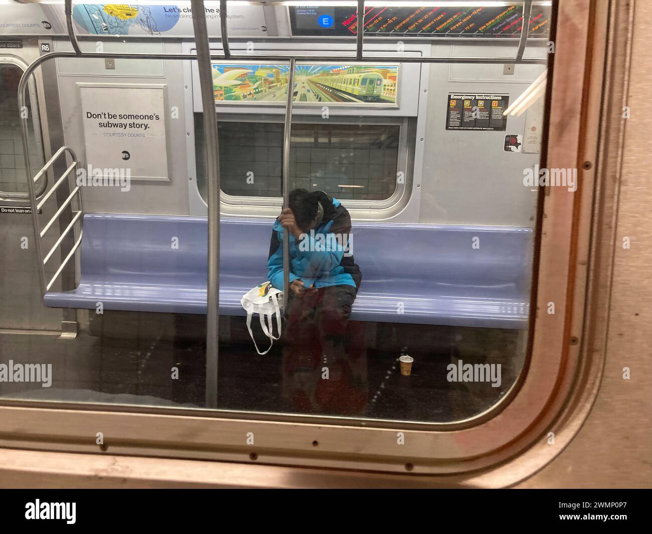 Distracted passenger in the New York subway on Sunday, February 11 ...