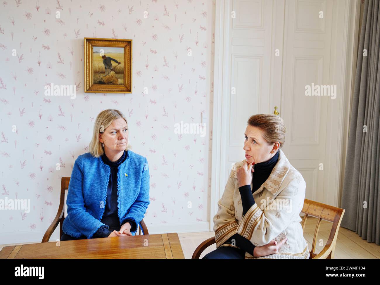 Social Democratic party chairmen Magdalena Andersson from Sweden and ...