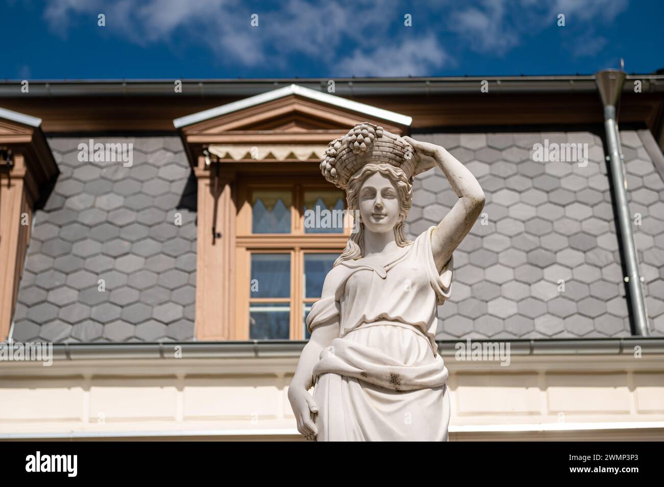Zagare, Lithuania - April 30, 2023: Statues in the exterior of Zagares ...