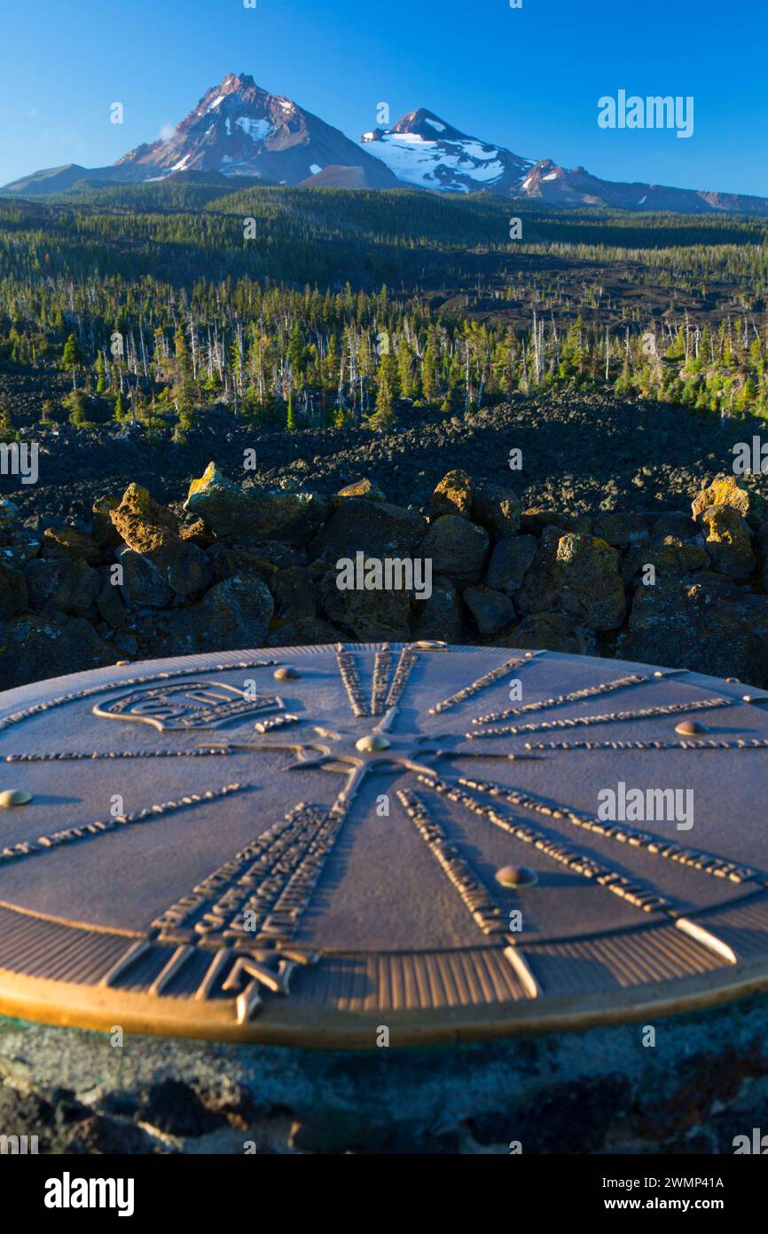 North and Middle Sister with Dee Wright Observatory mountain finder ...