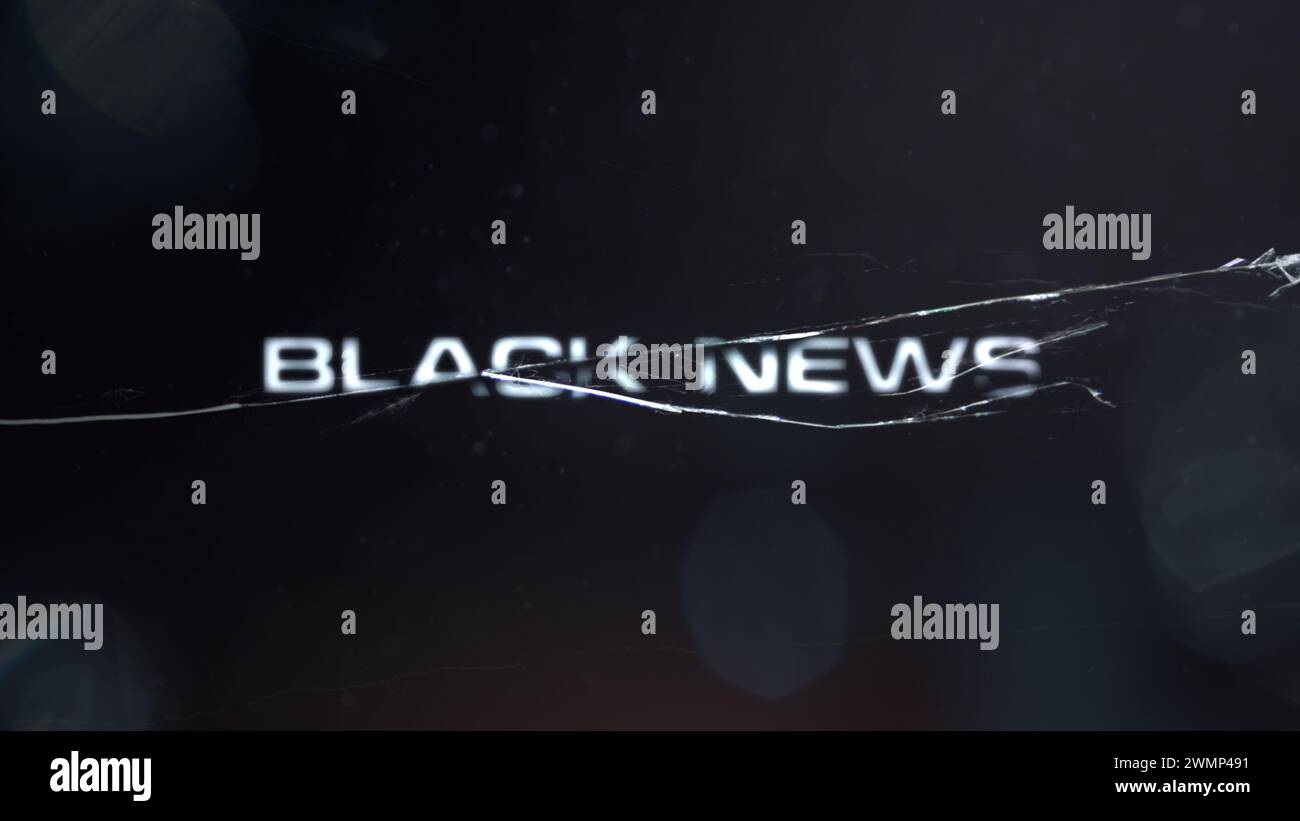 Black News. Glass Screen Cracking Stock Photo - Alamy