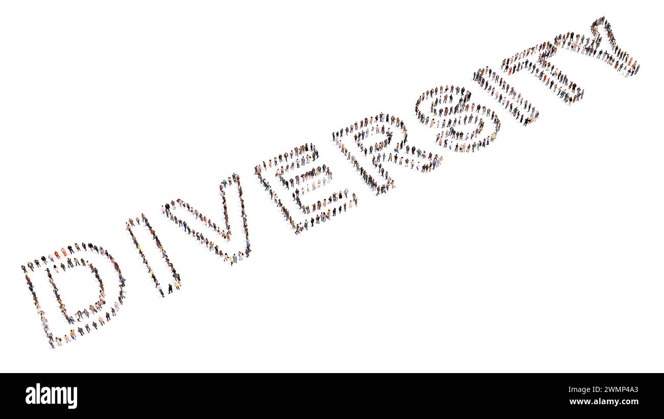 Concept or conceptual large community of people forming DIVERSITY ...
