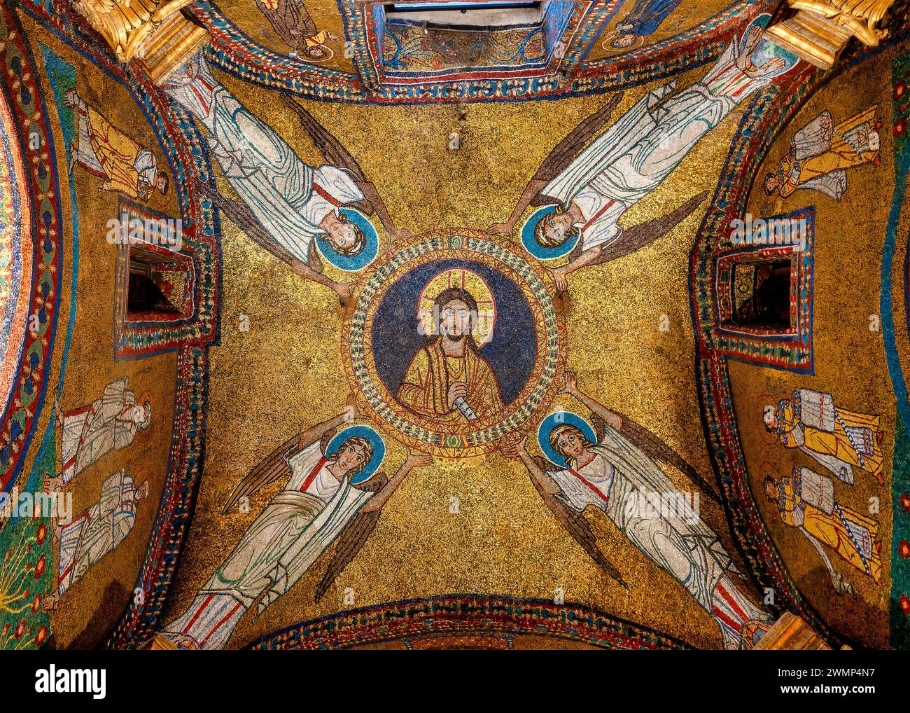 Ceiling of the San Zeno chapel in the Church of Santa Prassede, Rome ...