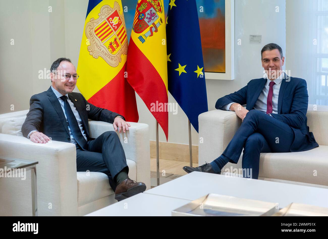 The President of the Government, Pedro Sánchez (right), meets with the ...