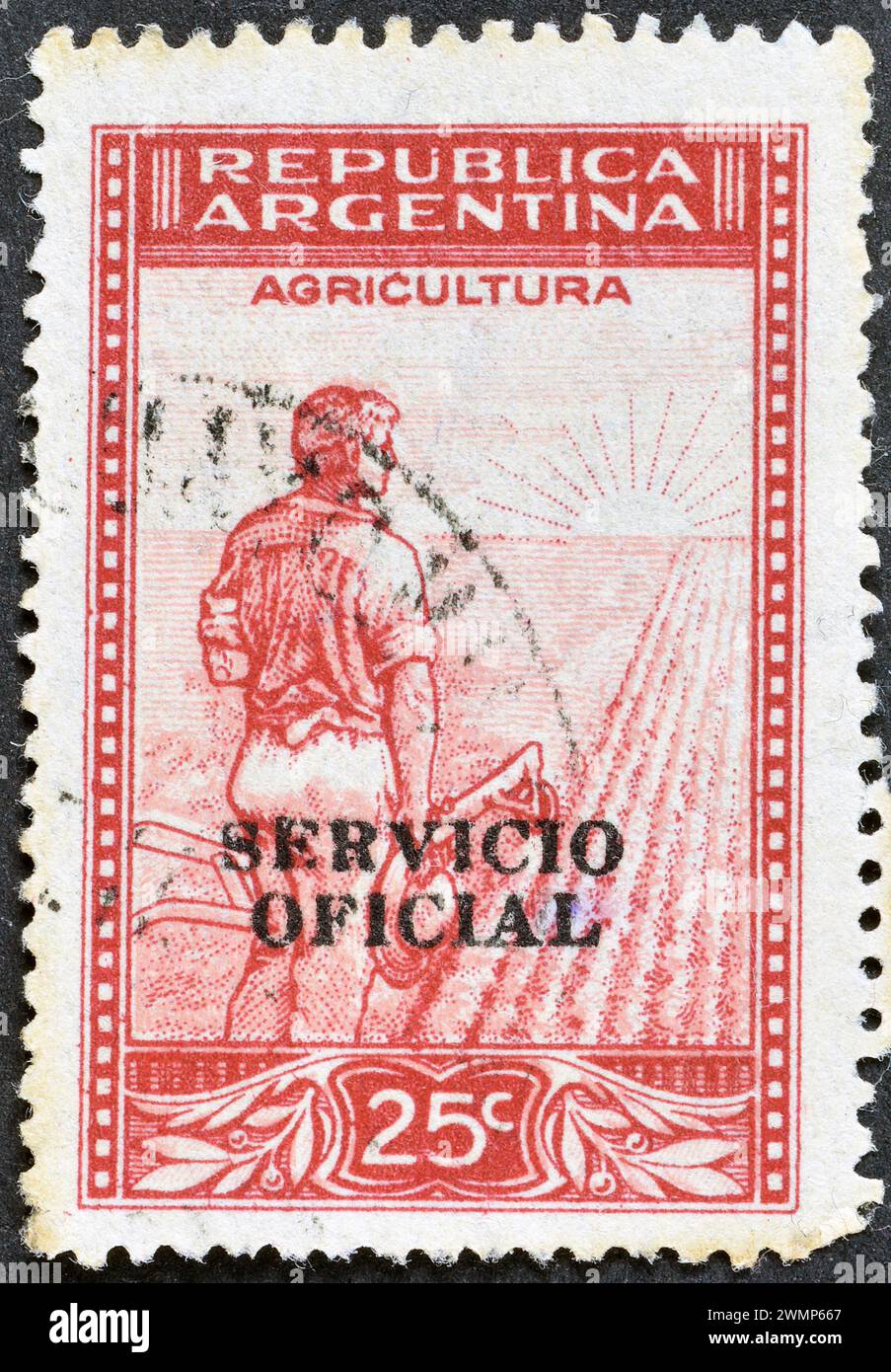 Cancelled postage stamp printed by Argentina, that shows Agriculture ...