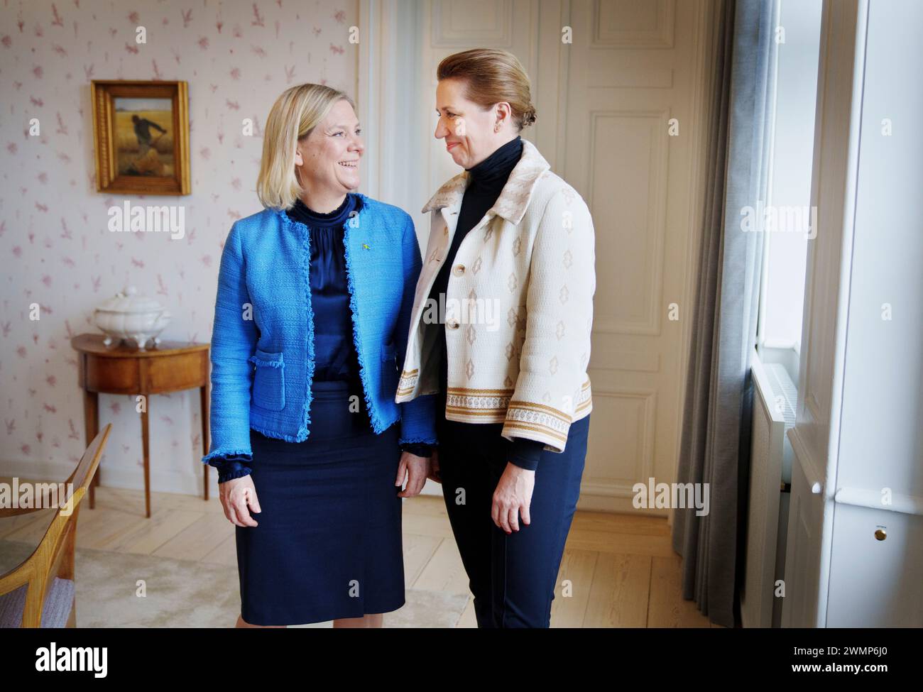 Magdalena Andersson from Sweden and Prime Minister Mette Frederiksen ...