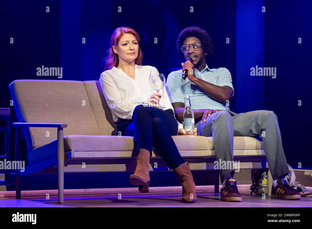 London, UK. 27 February 2024. (R) Baker Muskasa, as George, and Laura ...