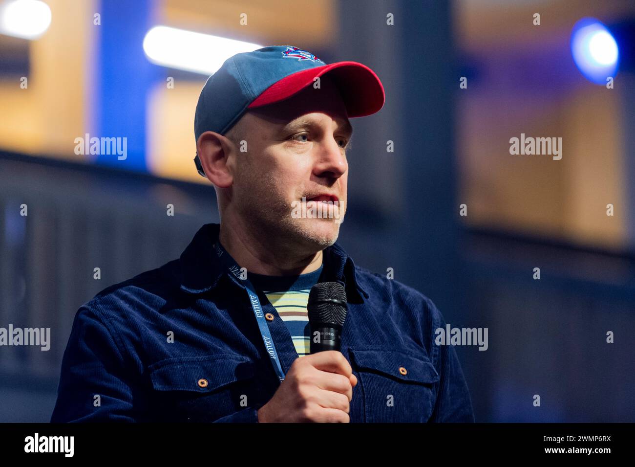 London, UK. 27 February 2024. Rob Hastie, director, speaks at a ...