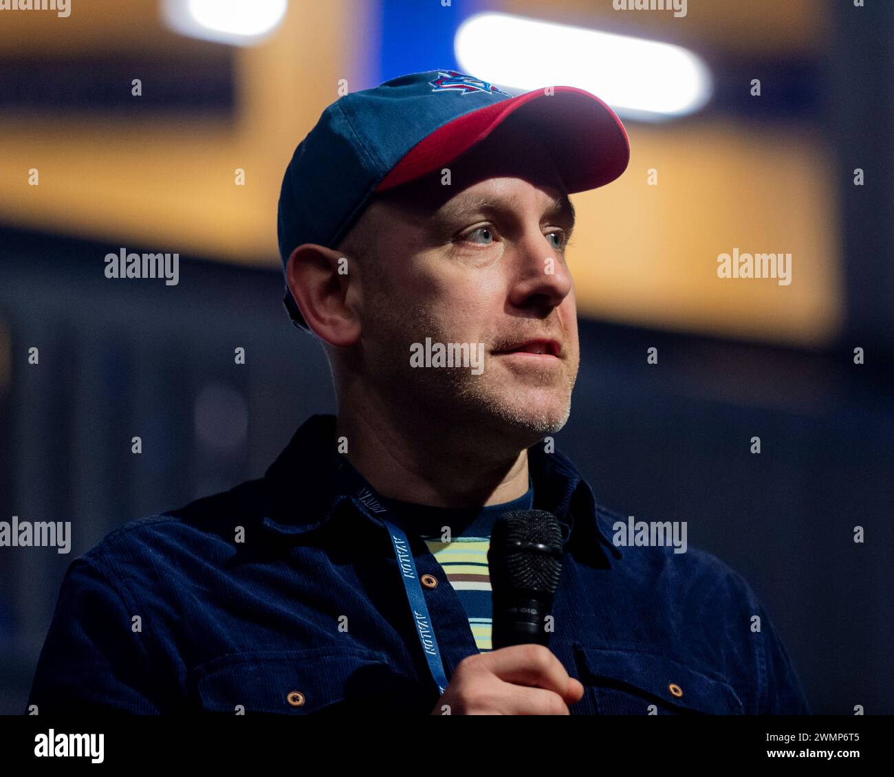London, UK. 27 February 2024. Rob Hastie, director, speaks at a ...
