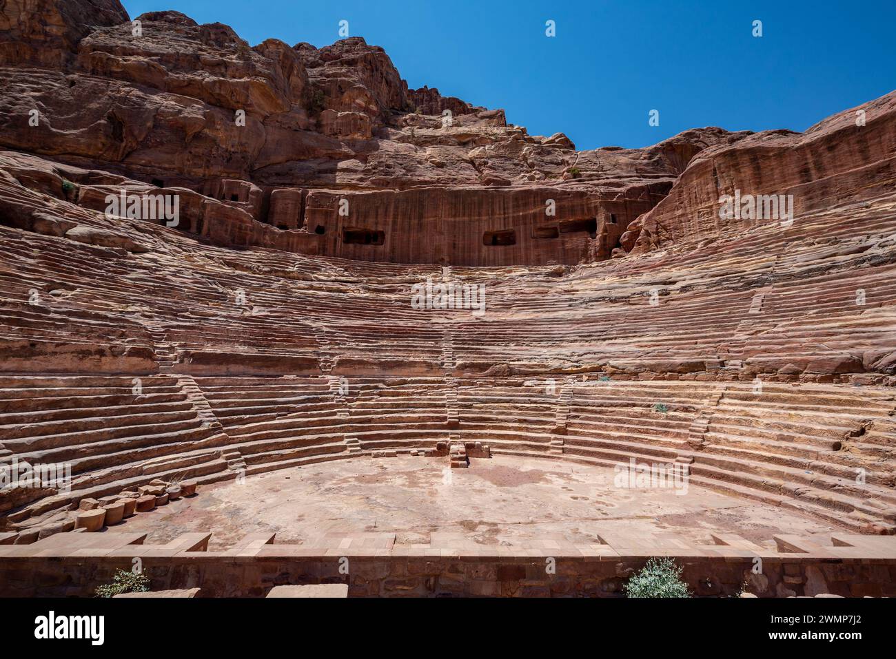 View of the ancient Roman theater in the ruins of Petra, Jordan Stock ...