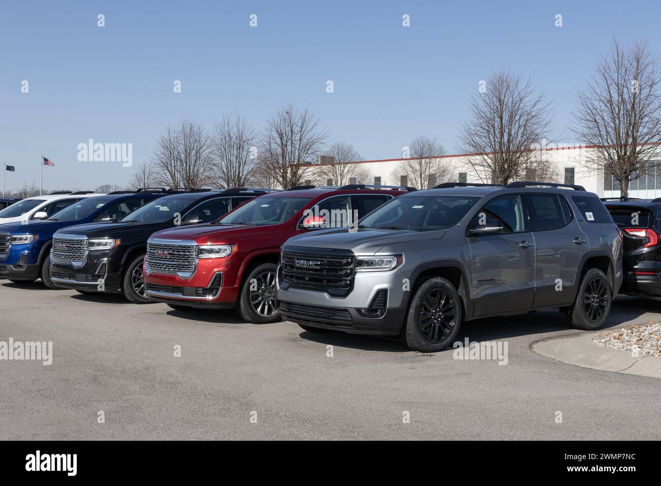 Carmel - February 25, 2024: GMC Acadia SUV display at a dealership. GMC ...