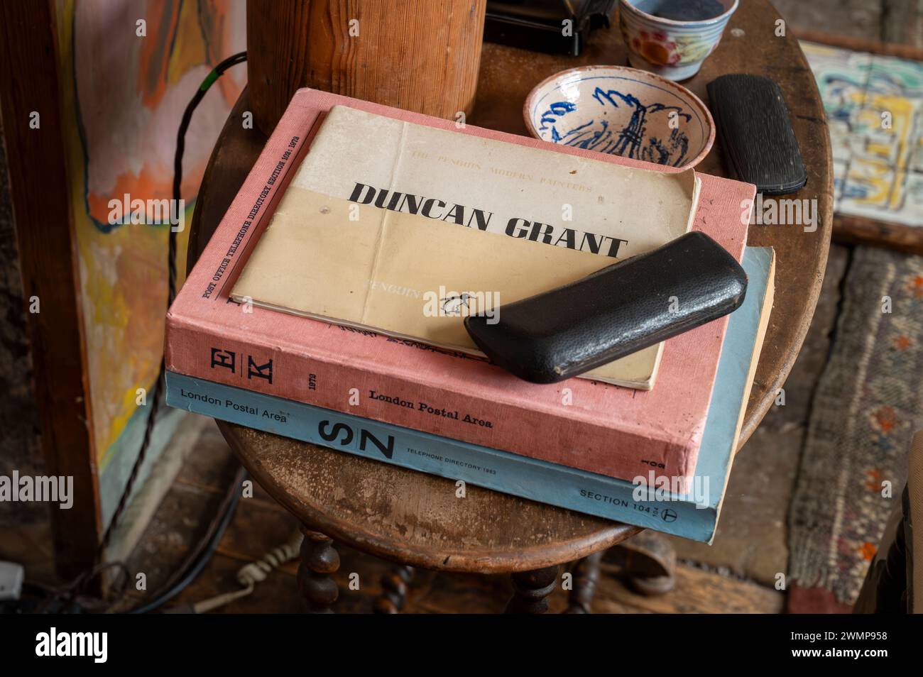 Old style telephone directories at Charleston, East Sussex, England ...