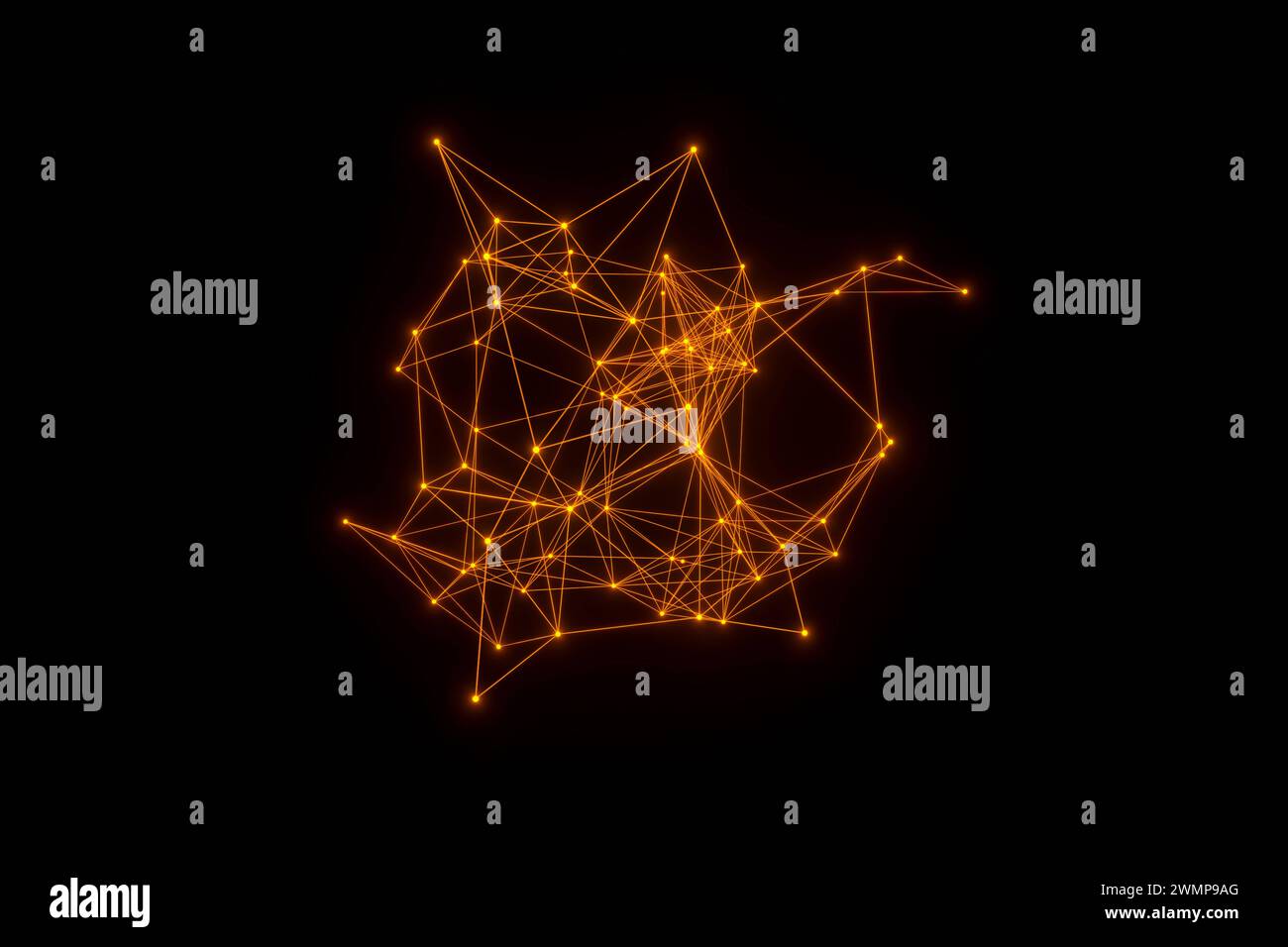 Polygon network in orange. Polygon network in orange. Abstract plexus ...