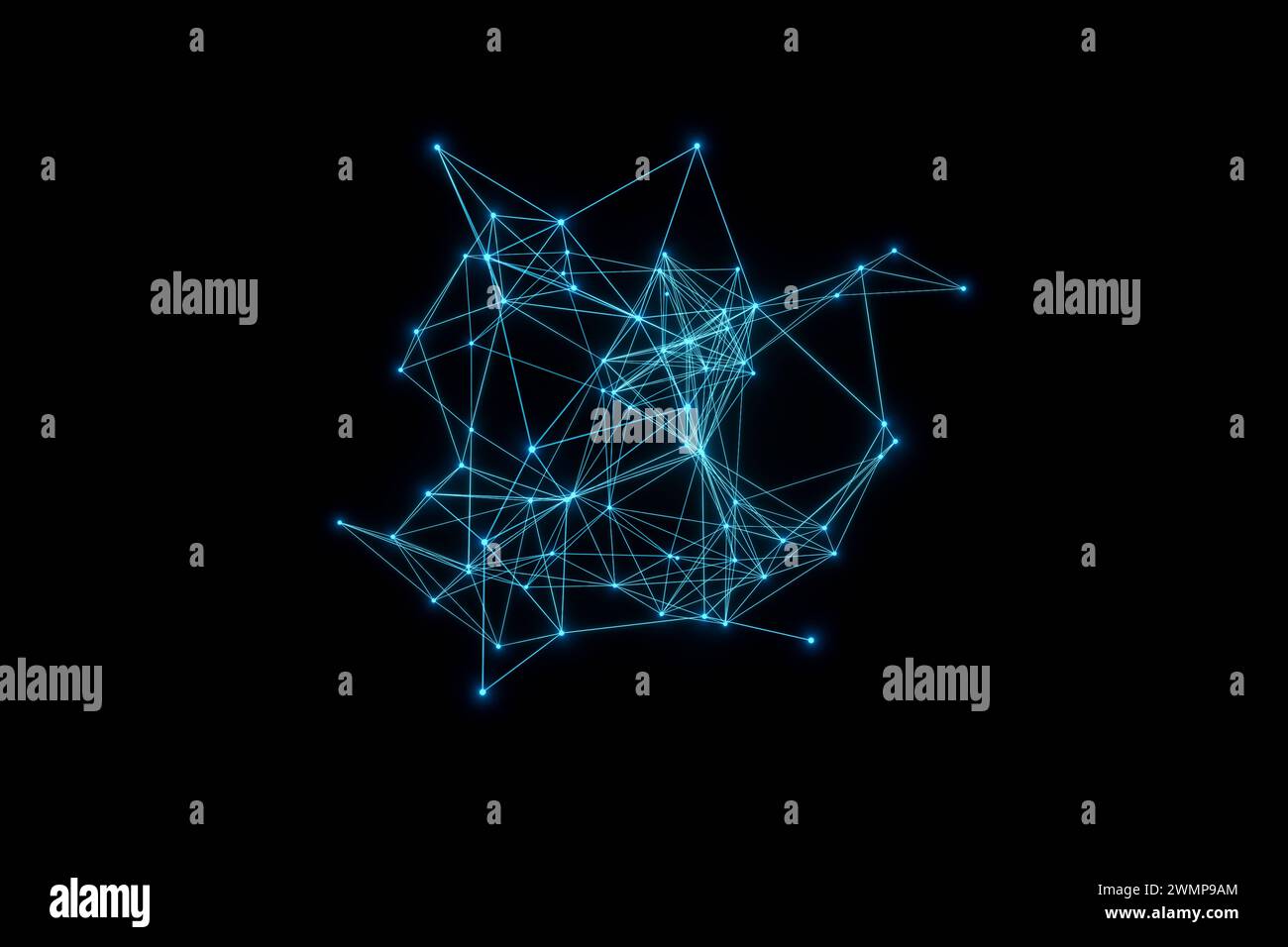 Polygon network in blue. Polygon network in blue. Abstract plexus, science, connections, wire ...