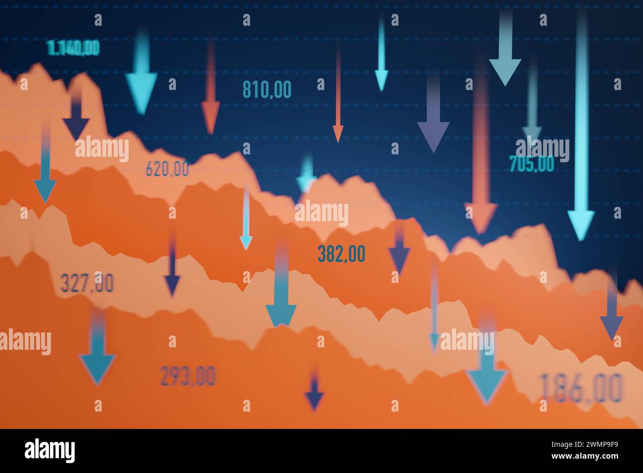 Falling charts and arrows down. Falling charts and arrows down, colored ...