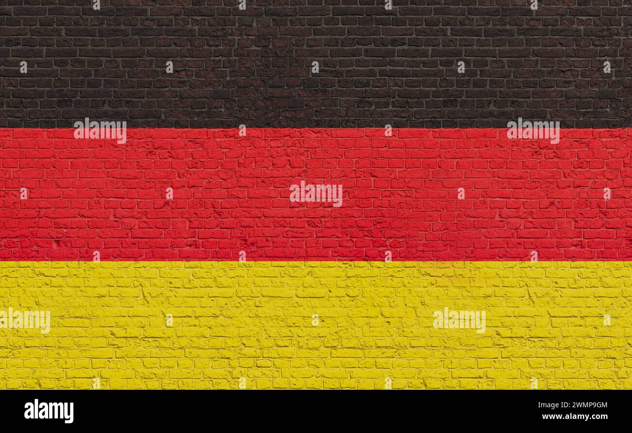 Germany flag colors painted on a brickwall. Germany flag colors painted ...
