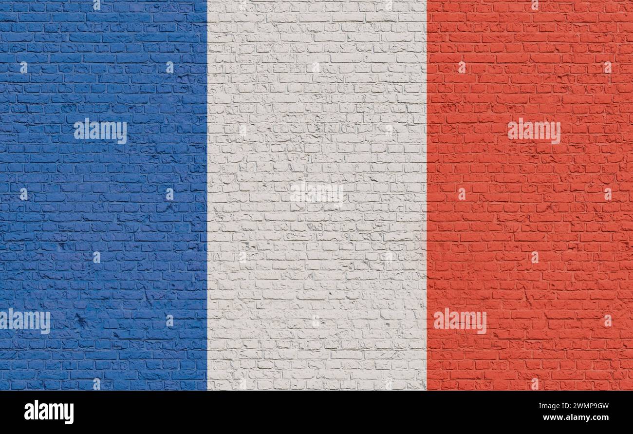 France flag colors painted on a brickwall. France flag colors painted ...