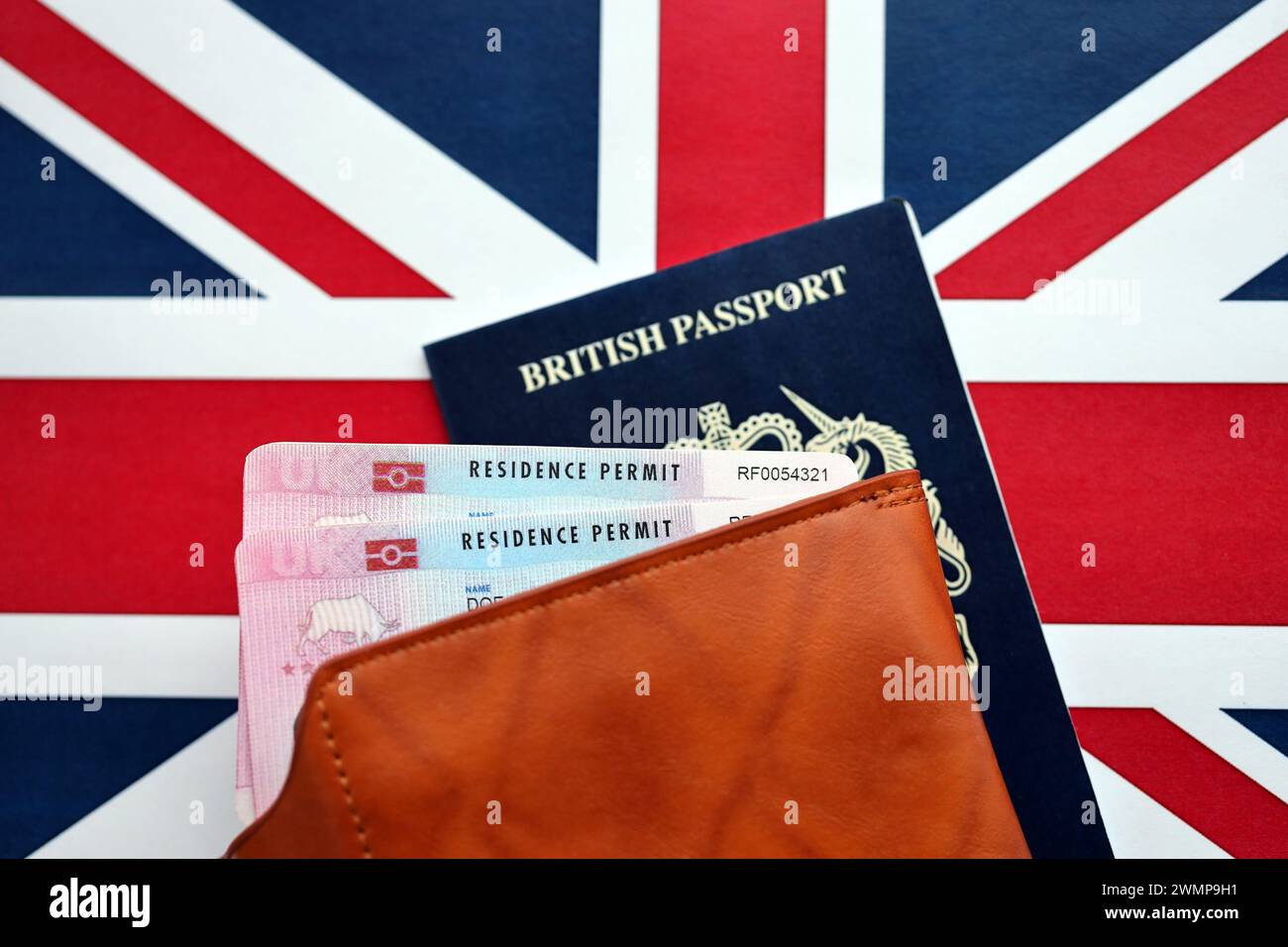 Residence Permit BRP card and British Passport of United Kingdom on ...