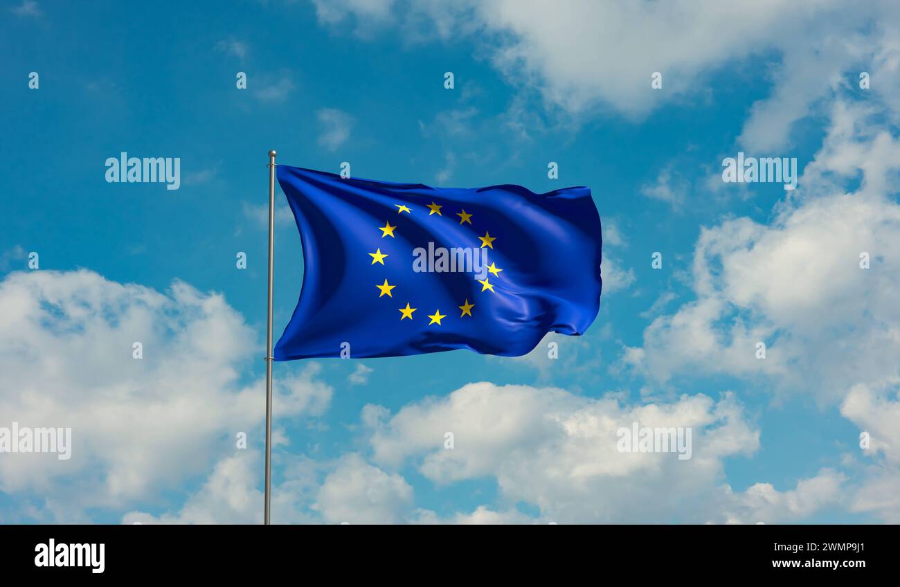 Flag European Union Flag European Union against cloudy sky. Countries ...