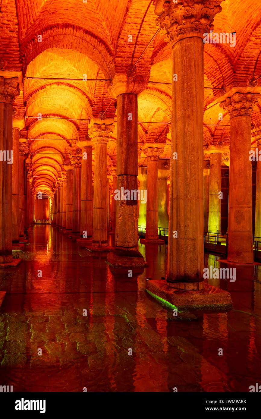 The interior of ancient palace featuring ornate columns and classic ...