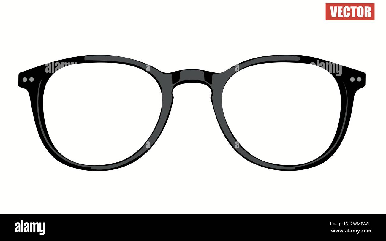 Vector Isolated Illustration of Glasses. Black glasses frame on a white ...