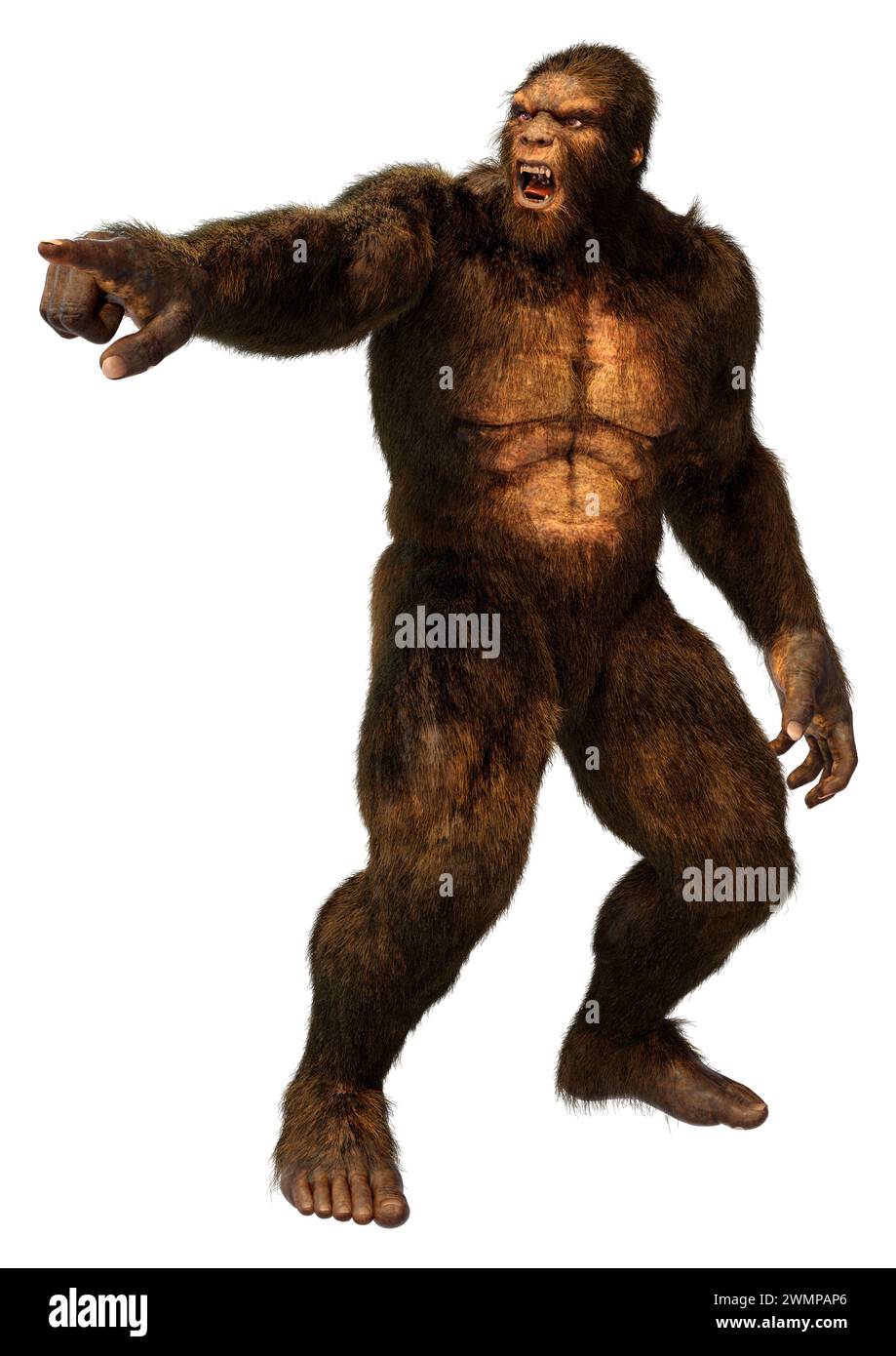 3D rendering of a Sasquatch or Bigfoot isolated on white background ...