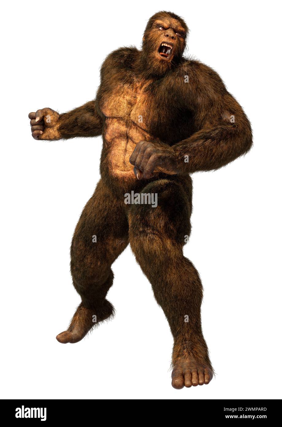 3D rendering of a Sasquatch or Bigfoot isolated on white background ...