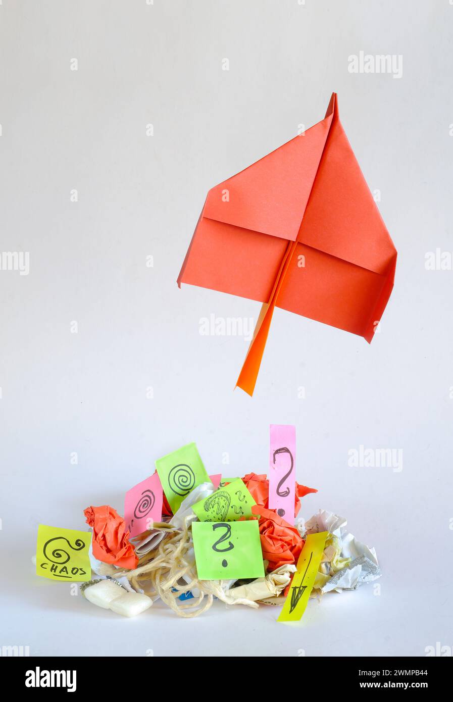 Fresh ideas for business transformation with crumpled paper, litter ...