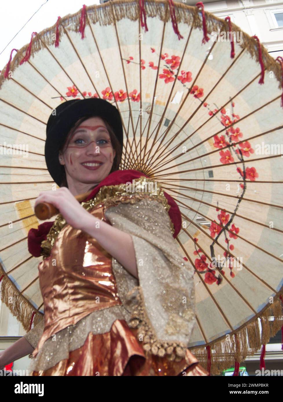 a female japanese mask for imitating or pretending to be someone else ...