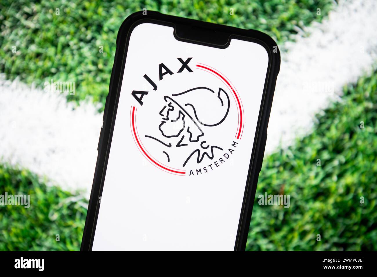 In this photo illustration, an Ajax Amsterdam football club logo seen ...
