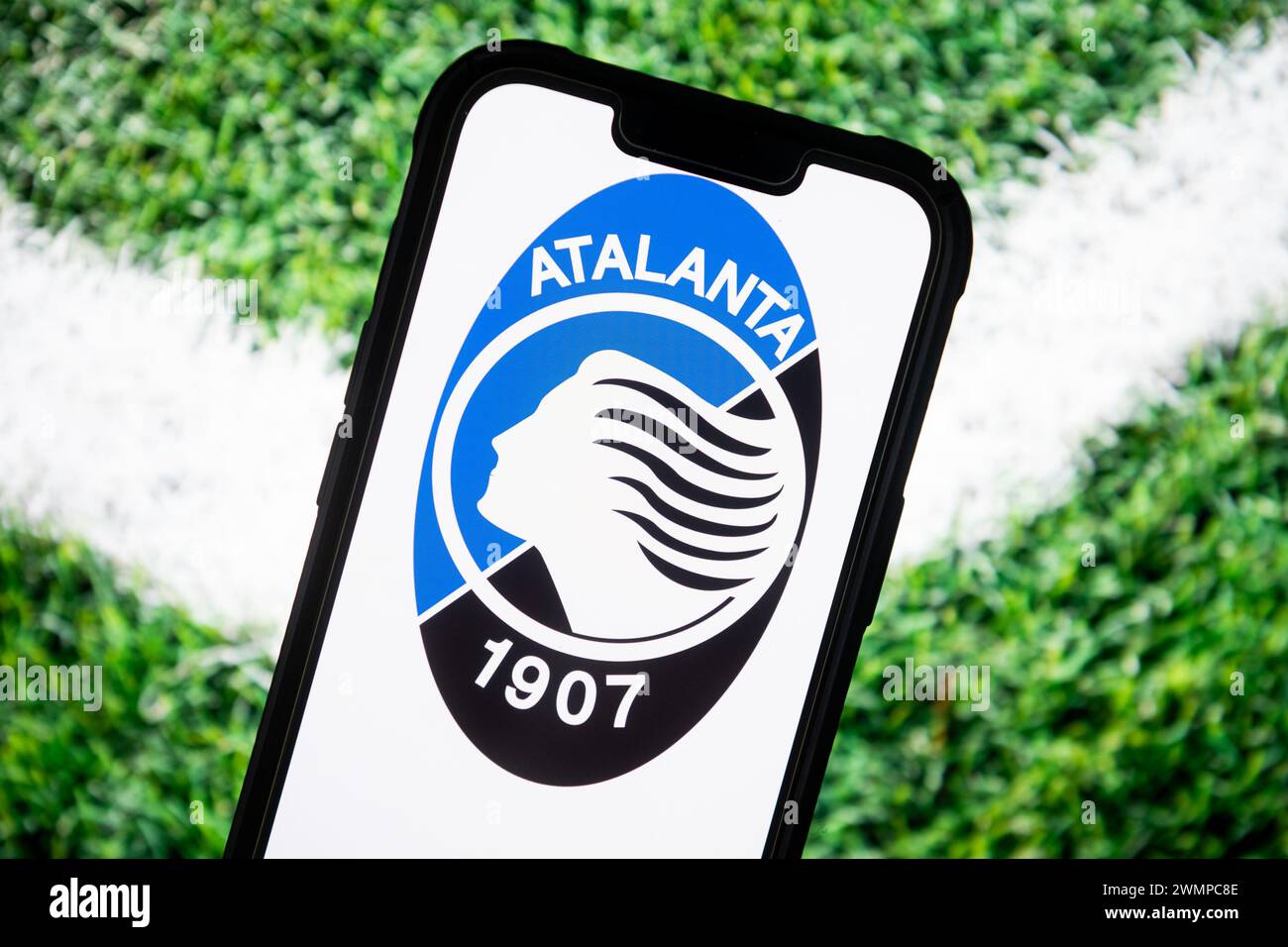 In this photo illustration, an Atalanta football club logo seen ...