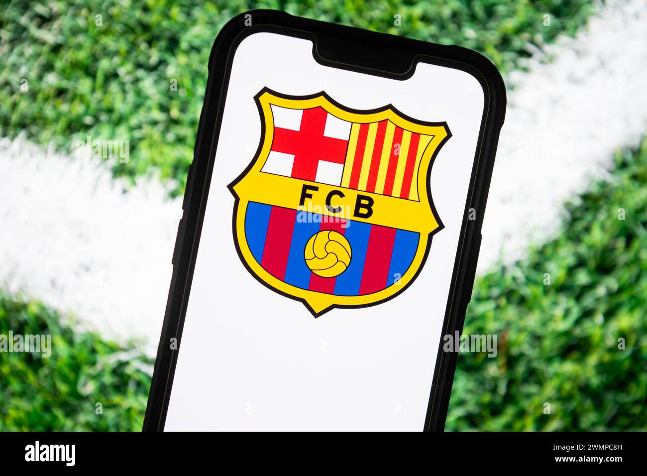 In this photo illustration, the FC Barcelona football club logo seen ...
