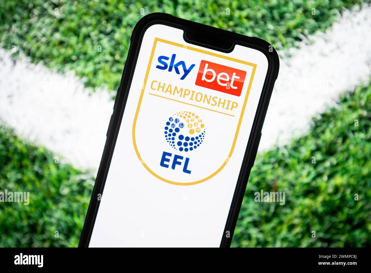 In this photo illustration, a Sky Bet Championship logo seen displayed ...