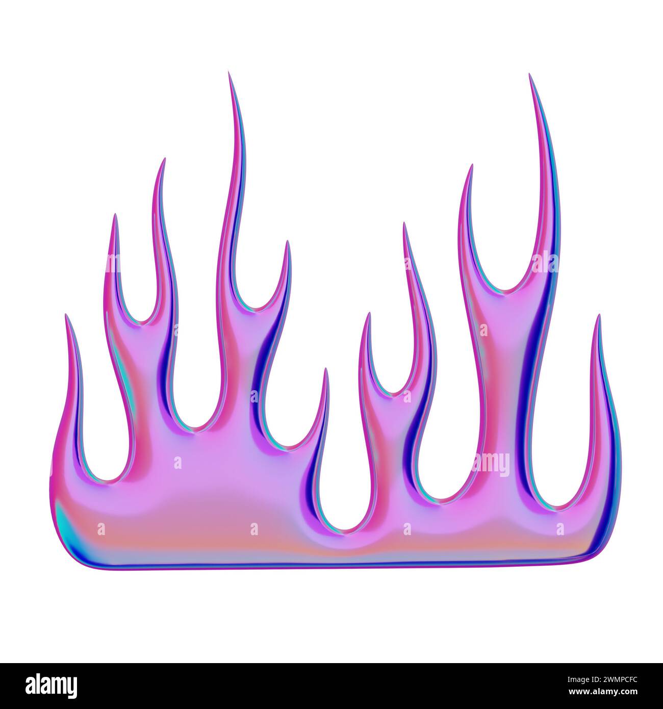 3D flame. Trendy Y2K element. Iridescent colorful burning fire shape ...