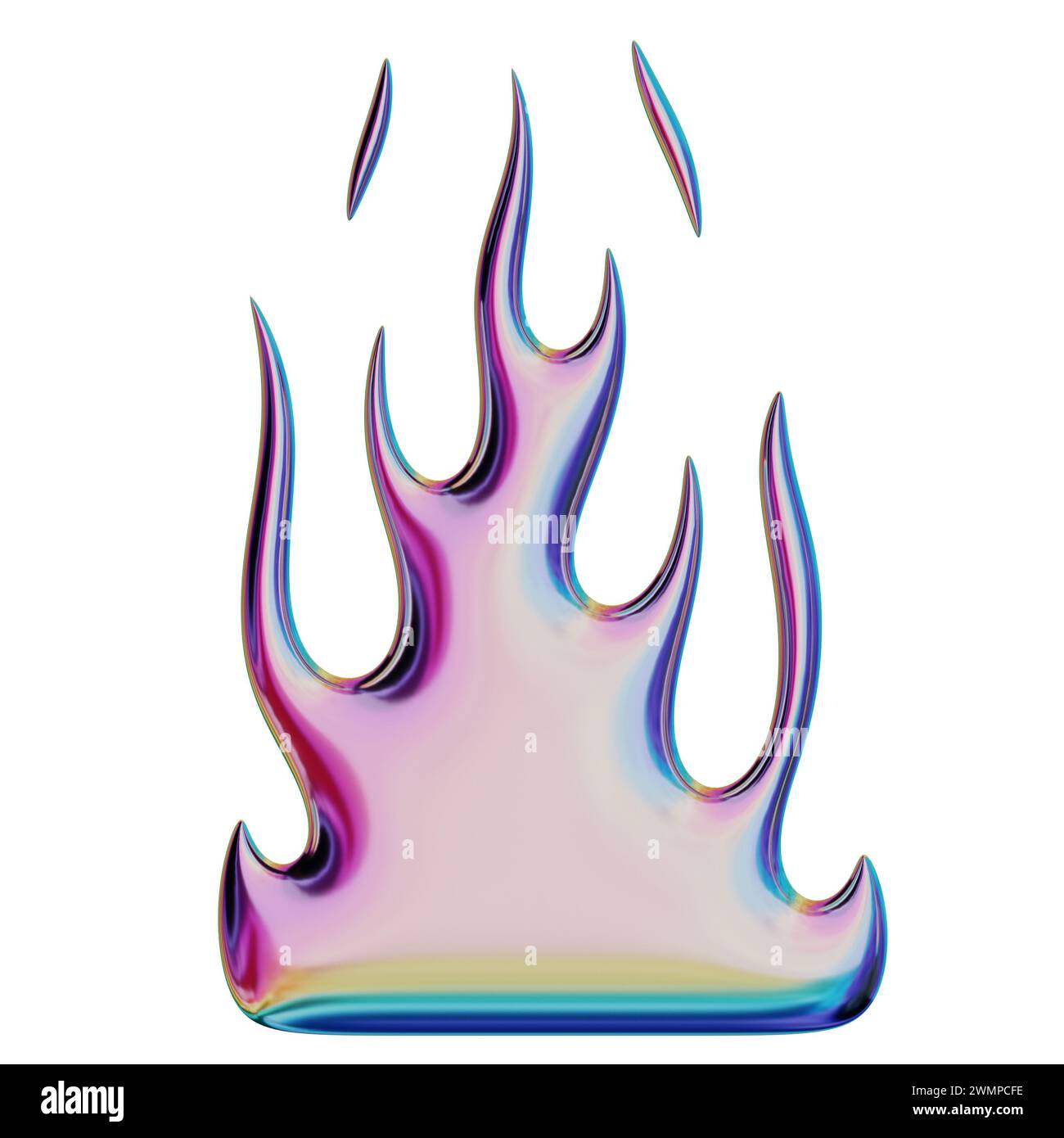 3D flame. Trendy Y2K element. Gradient colorful burning fire shape with ...