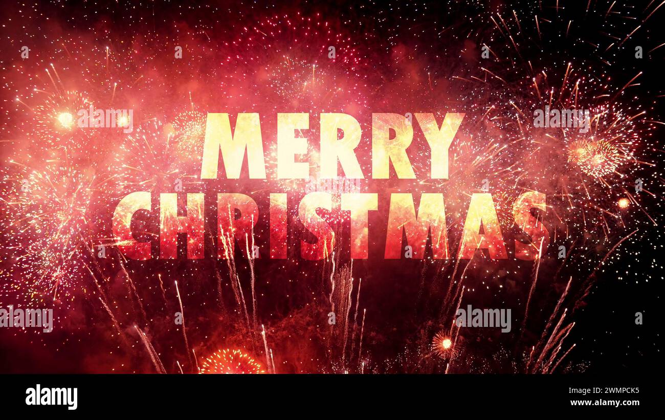 Merry Christmas, Fireworks Display Stock Photo - Alamy