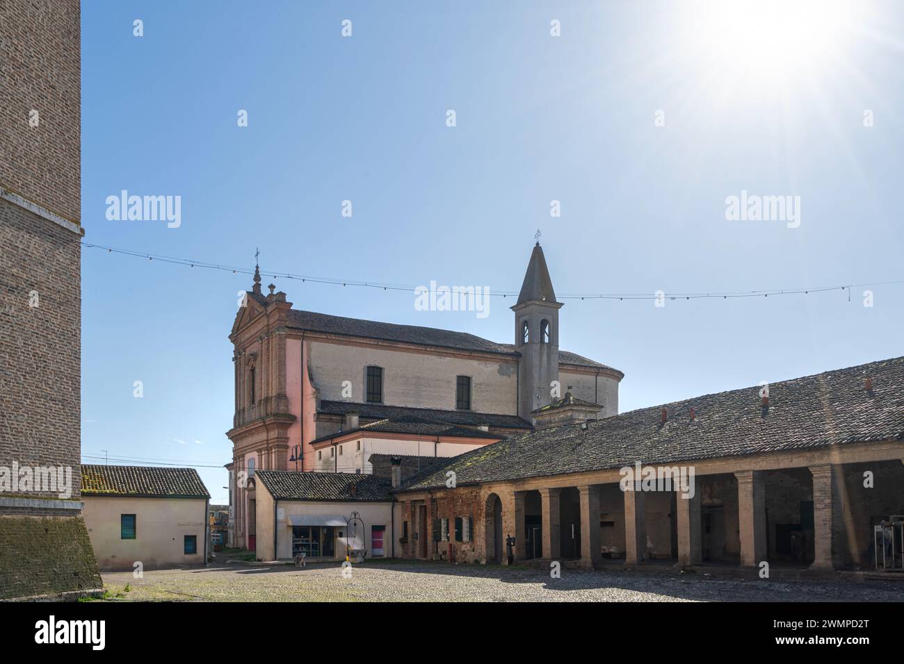 Mesola, Italy. February 25, 2024. The buildings around the courtyard of ...