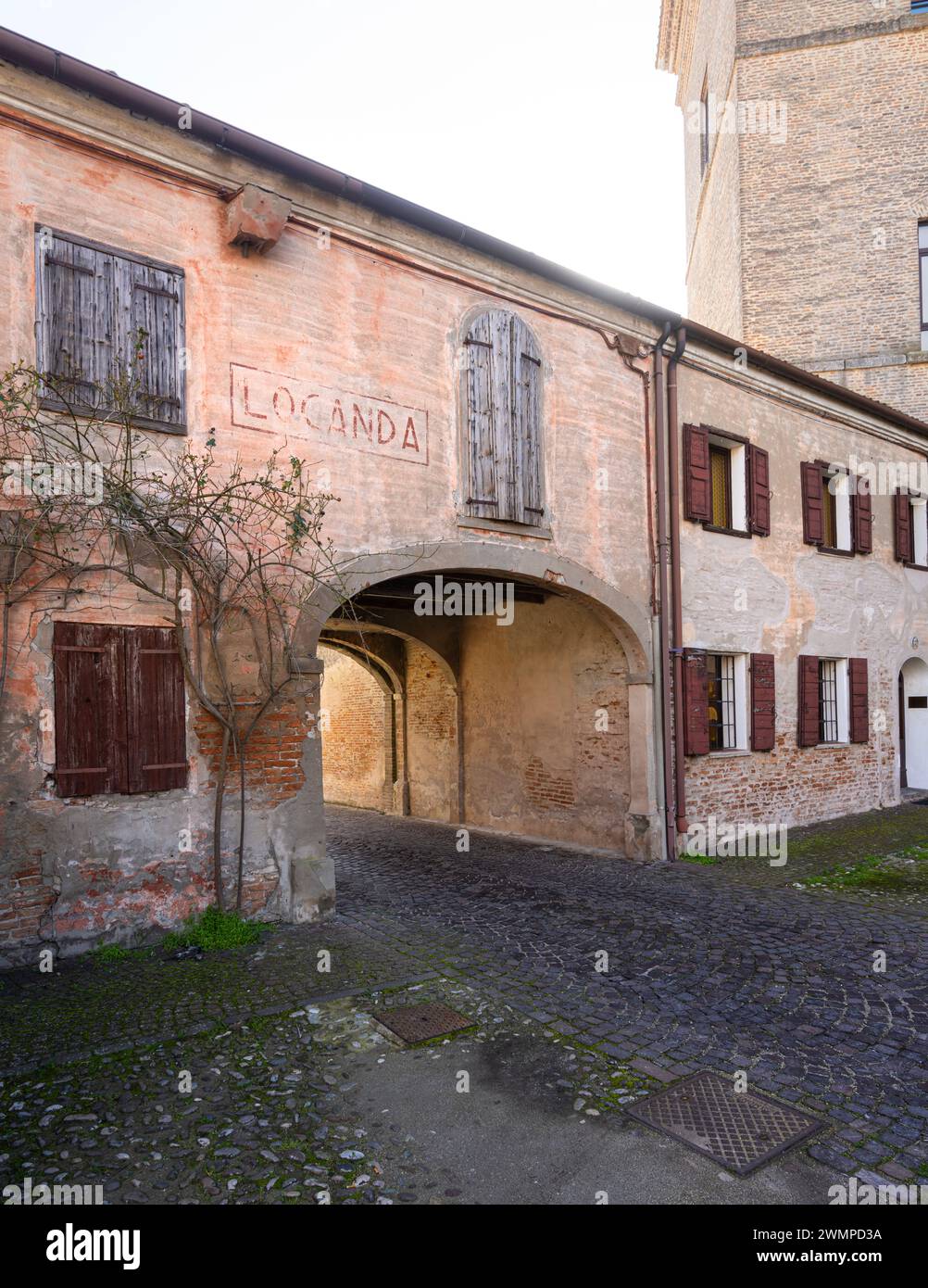 Mesola, Italy. February 25, 2024. The buildings around the courtyard of ...