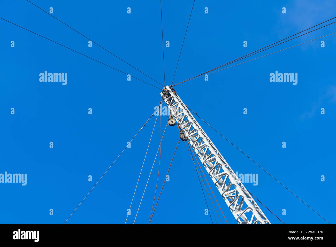 the pulleys on a pylon for lifting fishing nets Stock Photo - Alamy