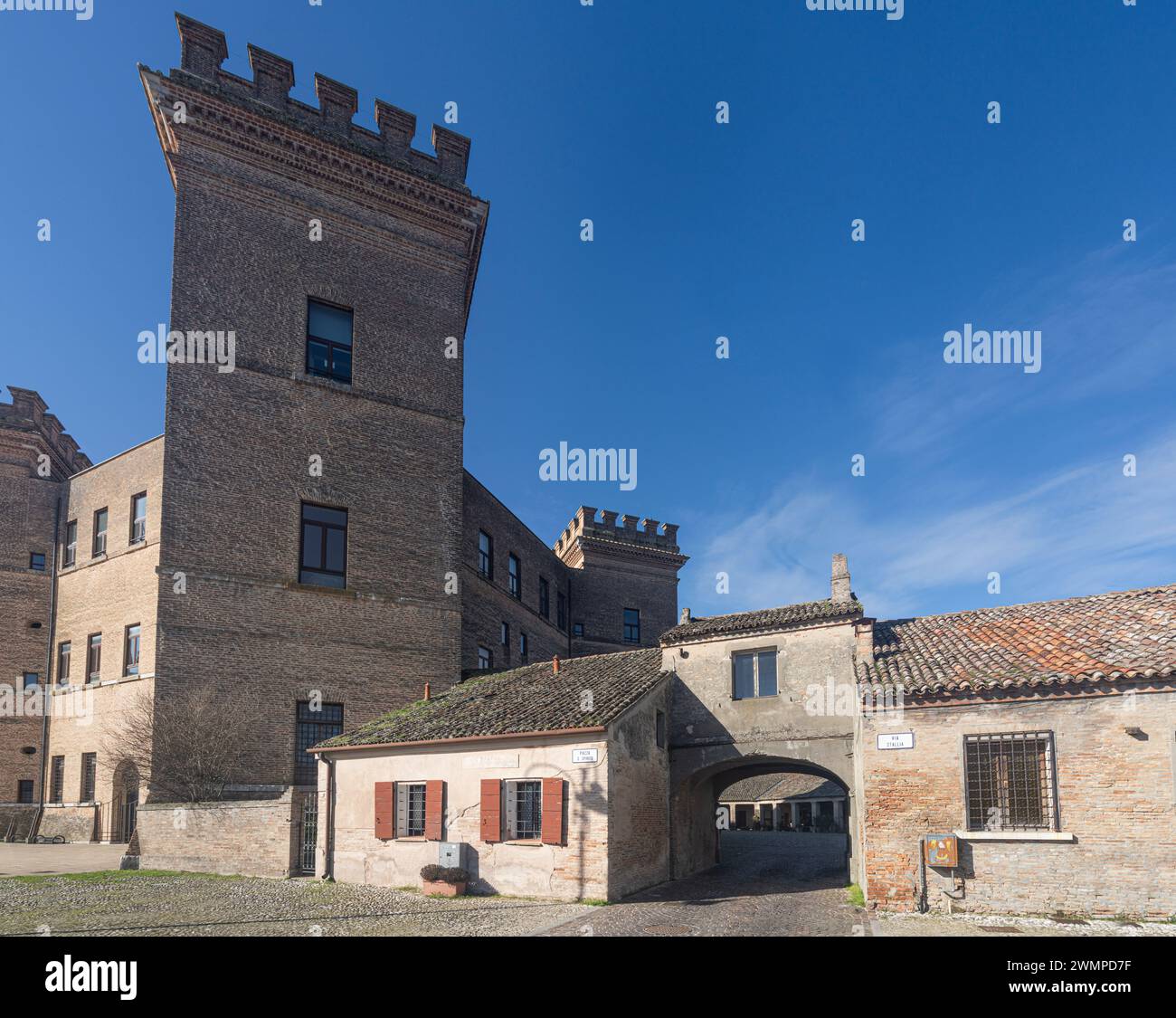Mesola, Italy. February 25, 2024. Exterior view of the ancient Mesola ...